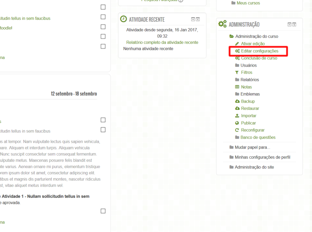 Como Definir ou Alterar a data de início da sala Virtual no Moodle ...